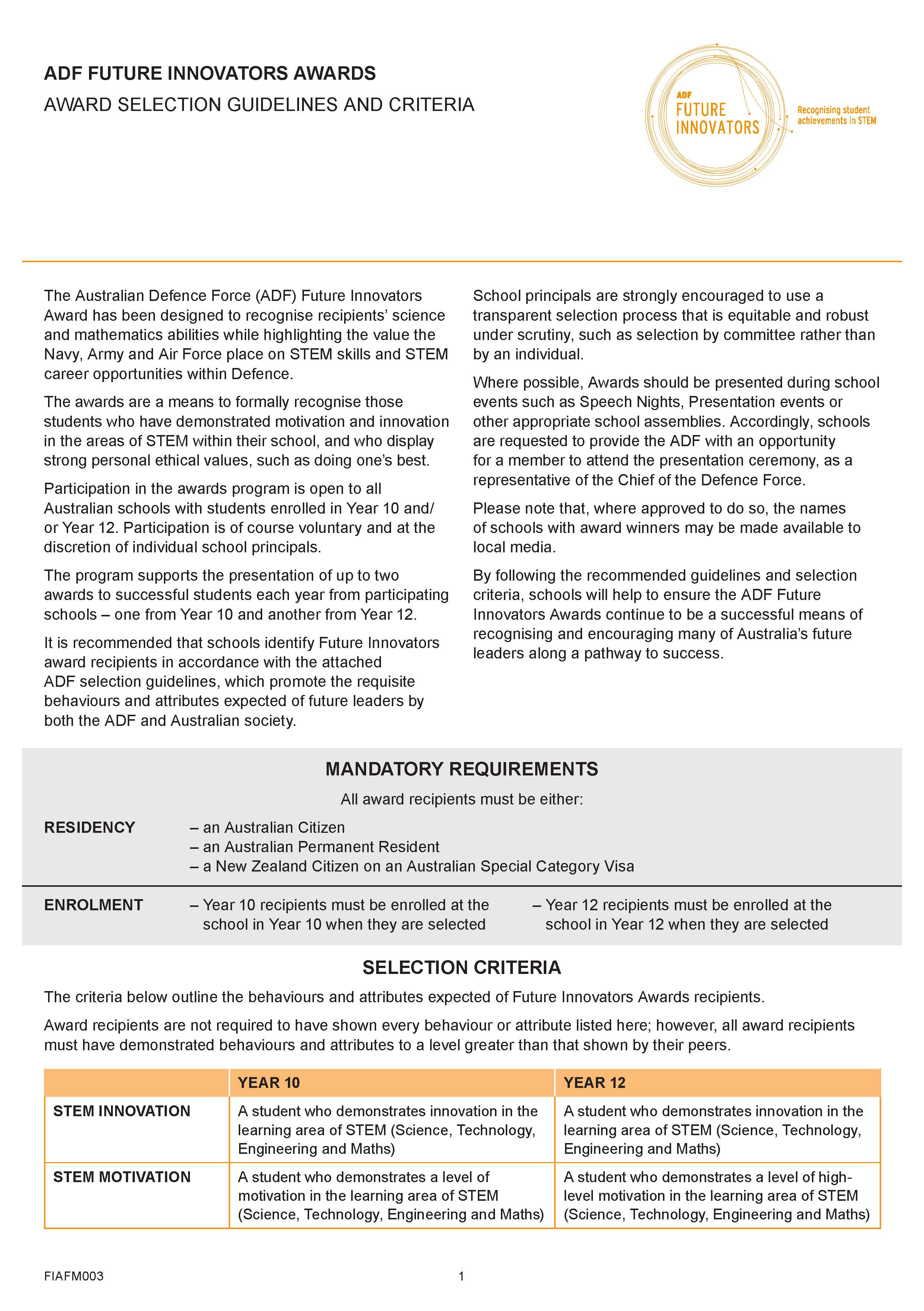 2021 - ADF Future Innovators Awards